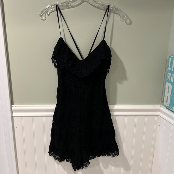 Guess | Pants & Jumpsuits | Guess Black Lace Trimmed Jumpsuit Shorts ...